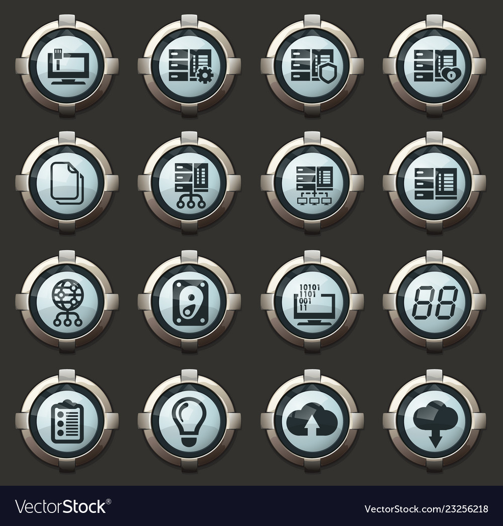 Server icon set Royalty Free Vector Image - VectorStock