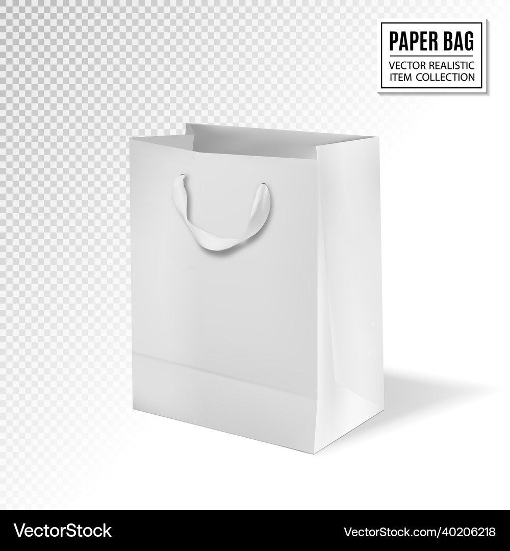Shopping bag white realistic paper 3d Royalty Free Vector