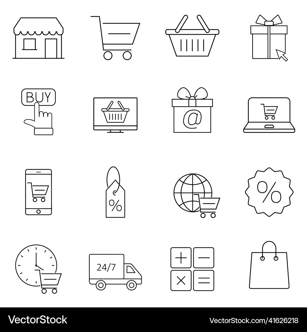 Shopping line icon set linear symbols can Vector Image