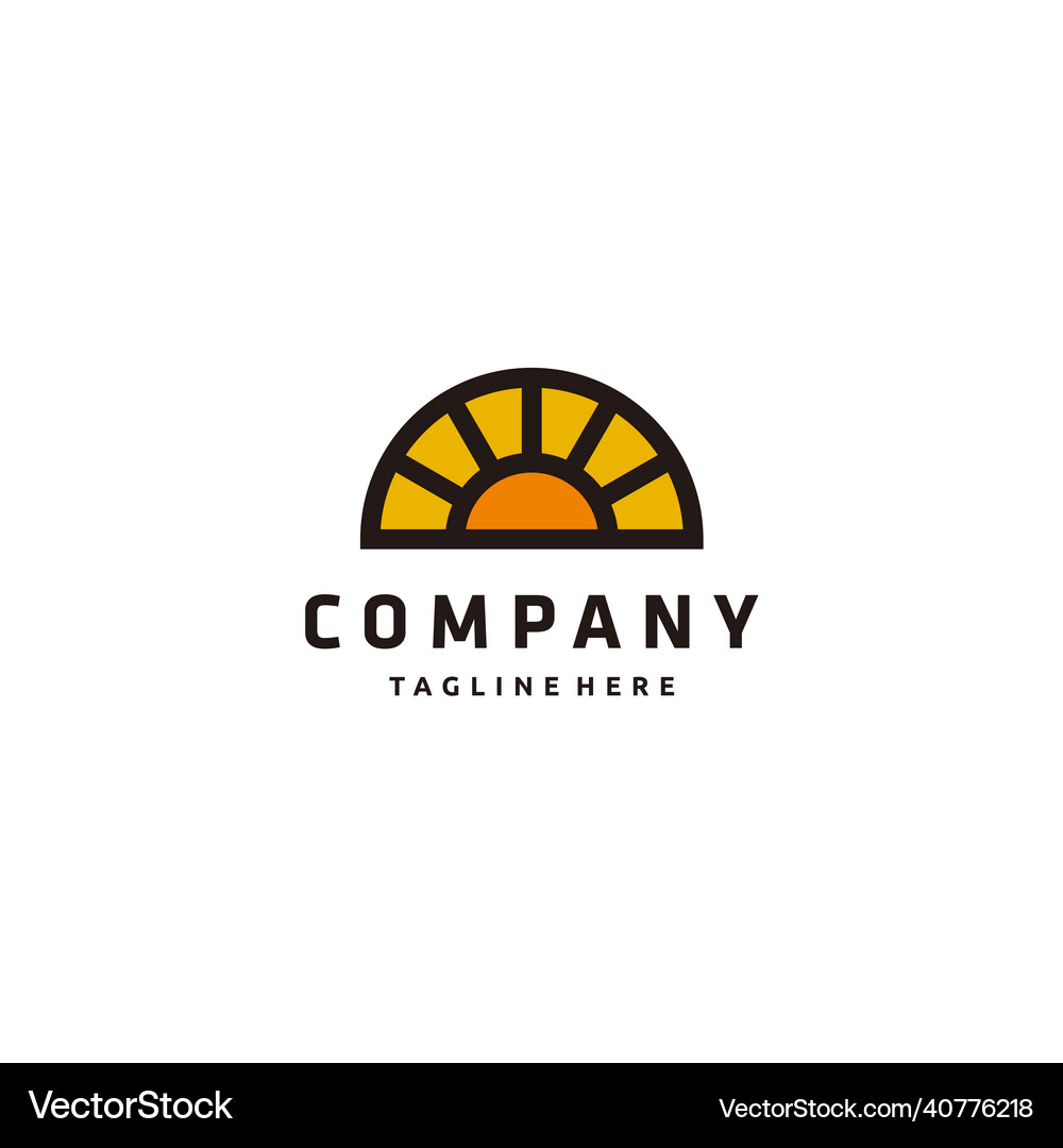 Sunset line art sun minimalist logo design Vector Image