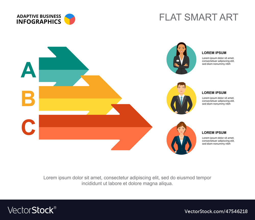 Three arrows process chart template Royalty Free Vector