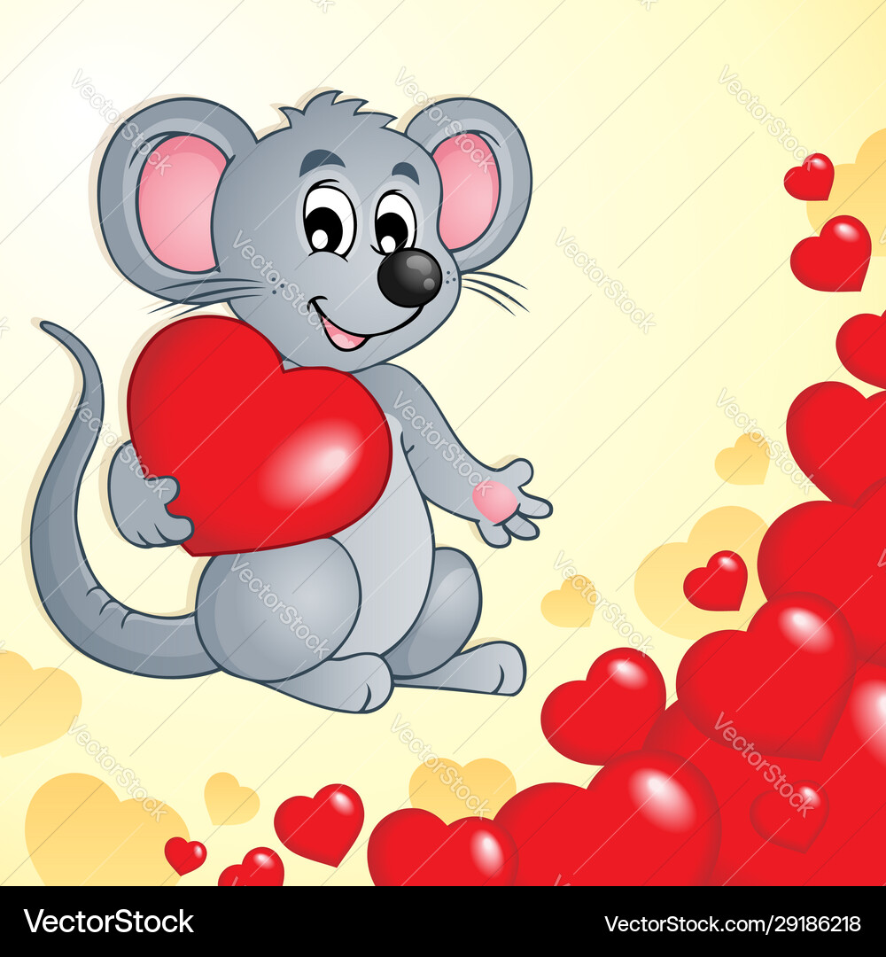 Valentine theme with mouse and hearts Royalty Free Vector