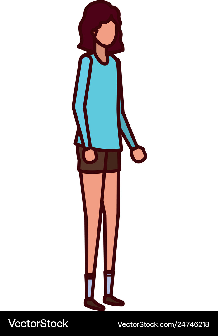 Young woman standing avatar character Royalty Free Vector