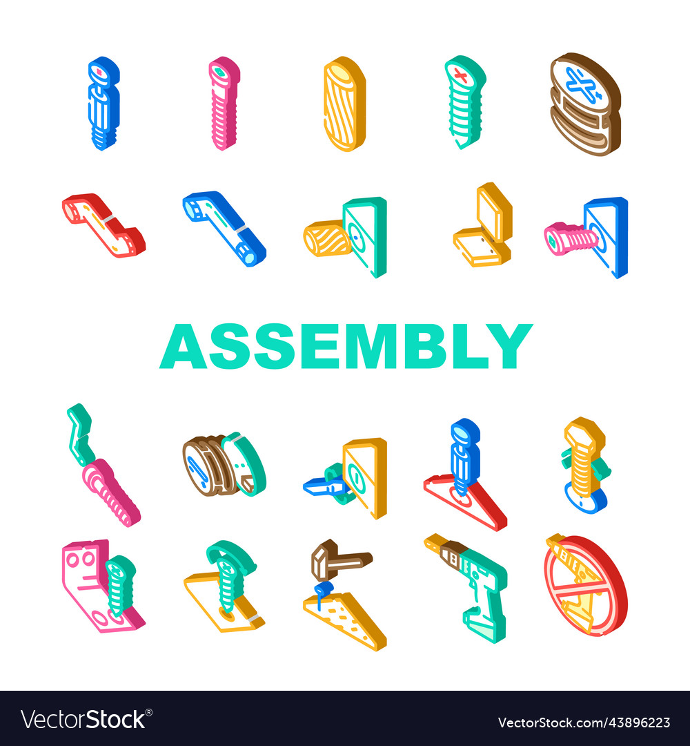 Assembly instruction furniture icons set Vector Image Assembly instruction furniture icons set Vector Image