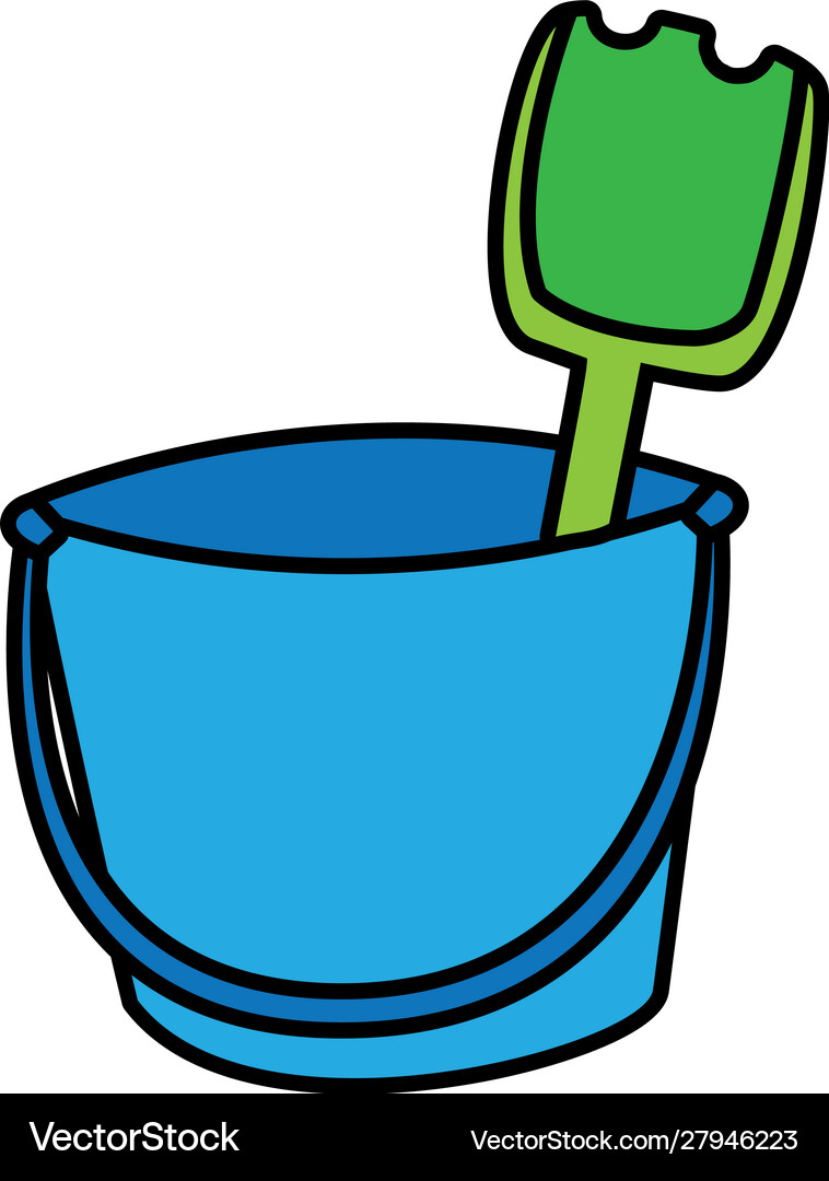 Bucket with tools to play on white background Vector Image