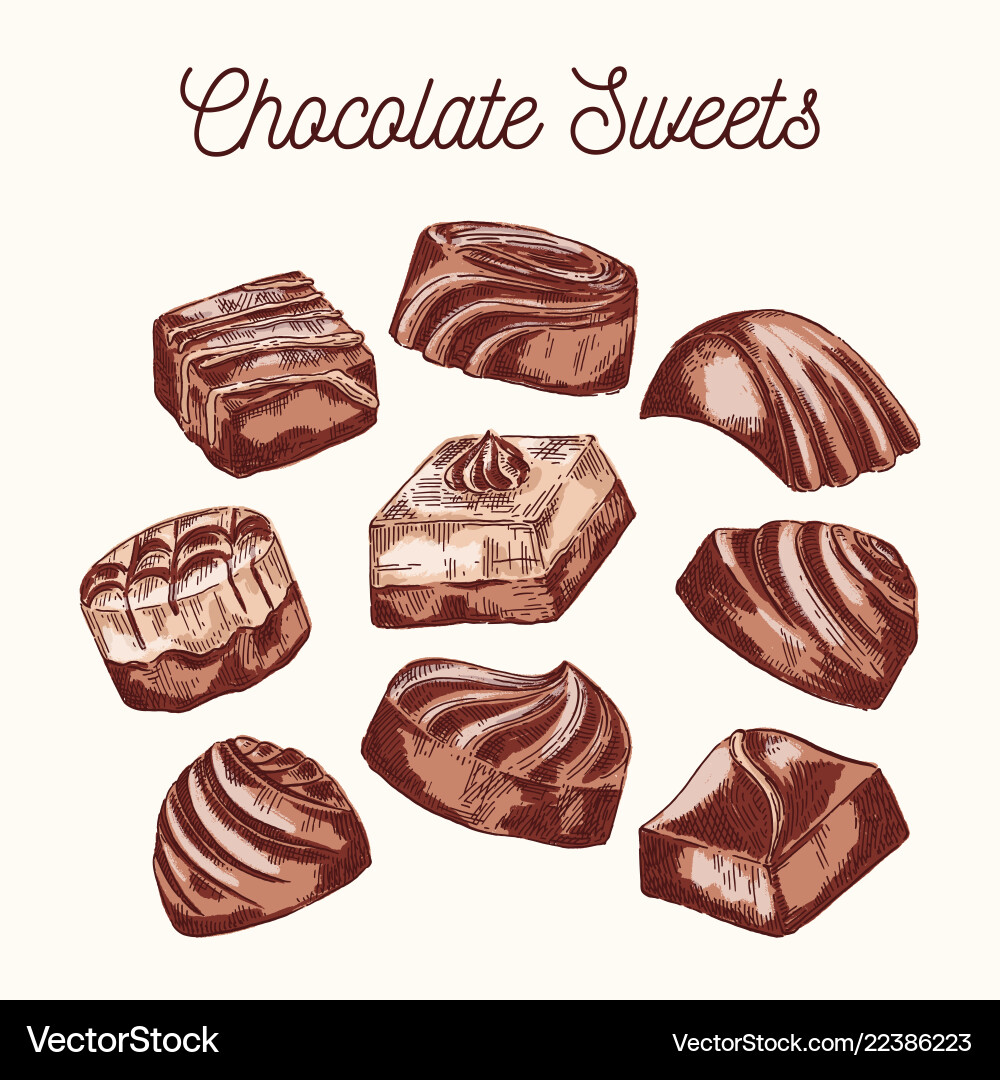 Collection of chocolate sweets Royalty Free Vector Image