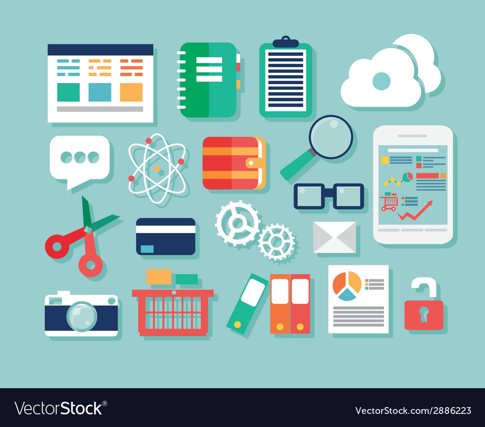 Collection of flat design icons computer Vector Image