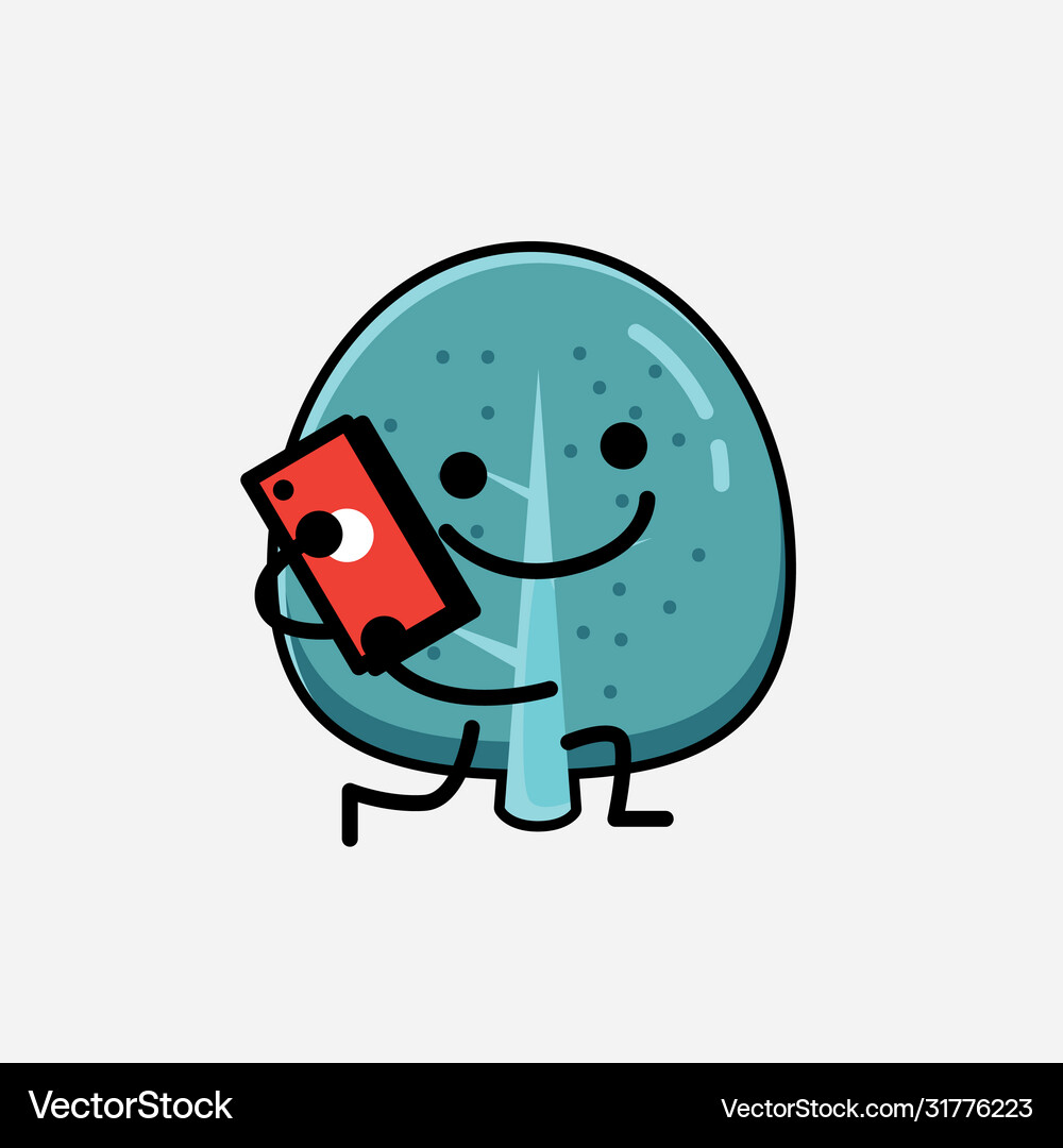 Cute blue tree mascot character in flat design Vector Image