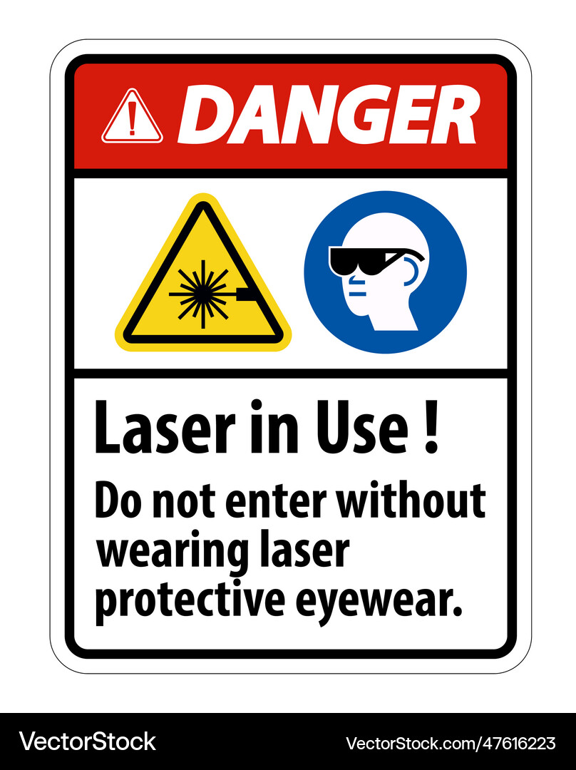 Danger warning ppe safety labellaser in use do Vector Image