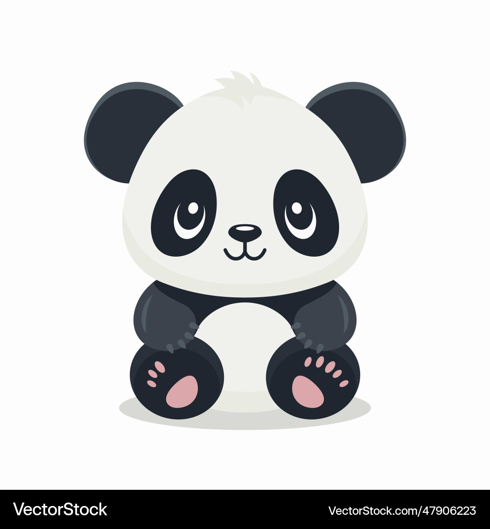 Flat cute cartoon panda character funny Royalty Free Vector
