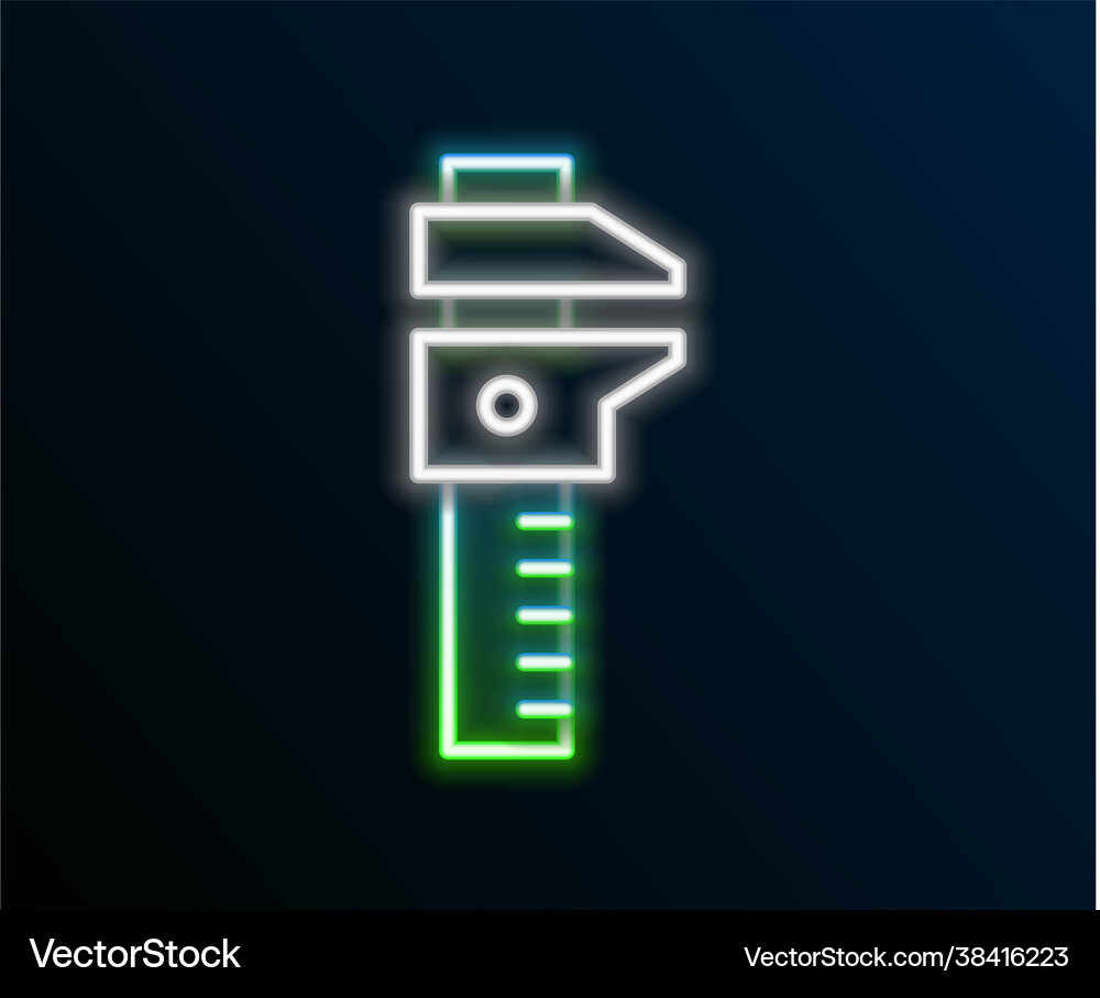 Glowing neon line calliper or caliper and scale Vector Image