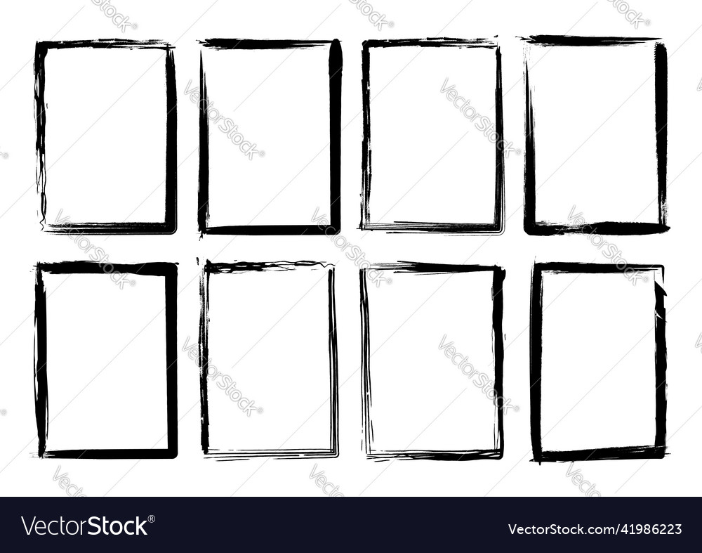 Isolated rectangle grunge brush border frames Vector Image