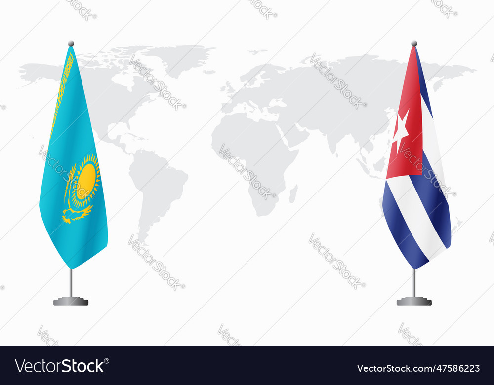 Kazakhstan and cuba flags for official meeting Vector Image