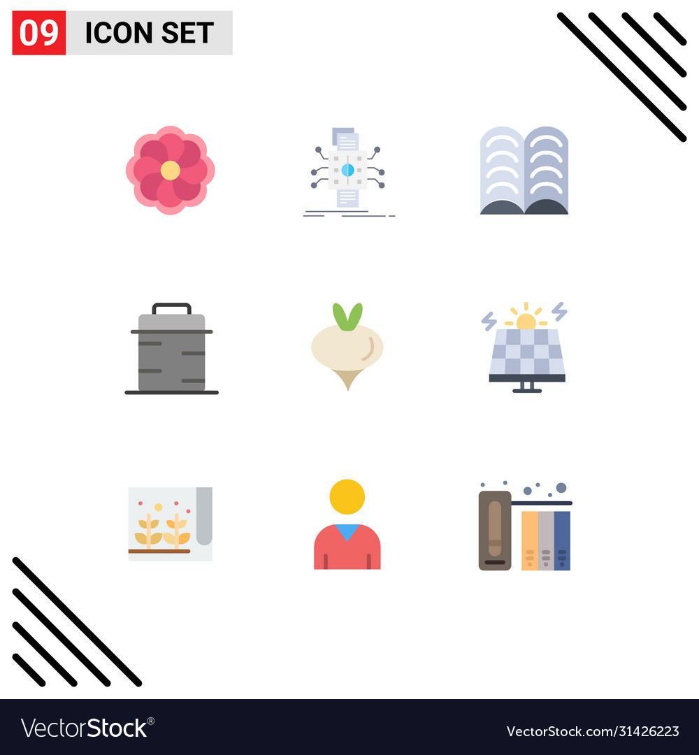 Mobile Interface Flat Color Set 9 Pictograms Vector Image