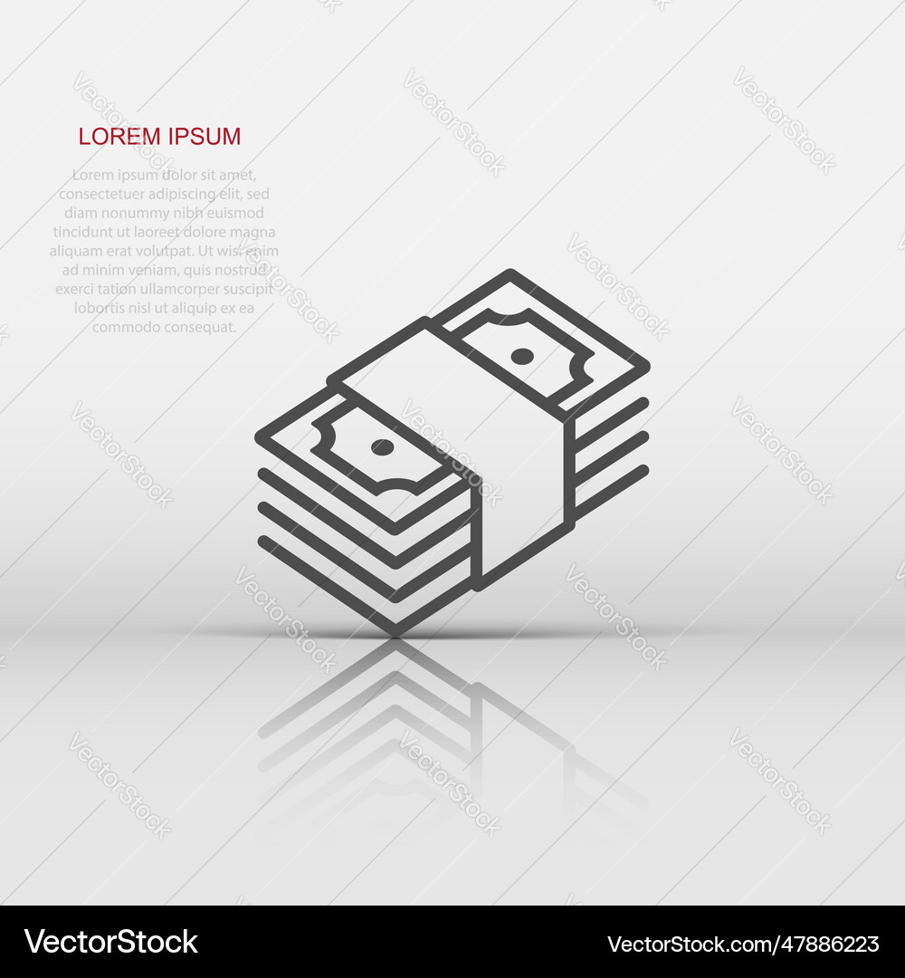 Money stack icon in flat style exchange cash on Vector Image