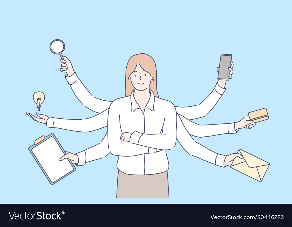 Multitasking efficiency overload professional Vector Image