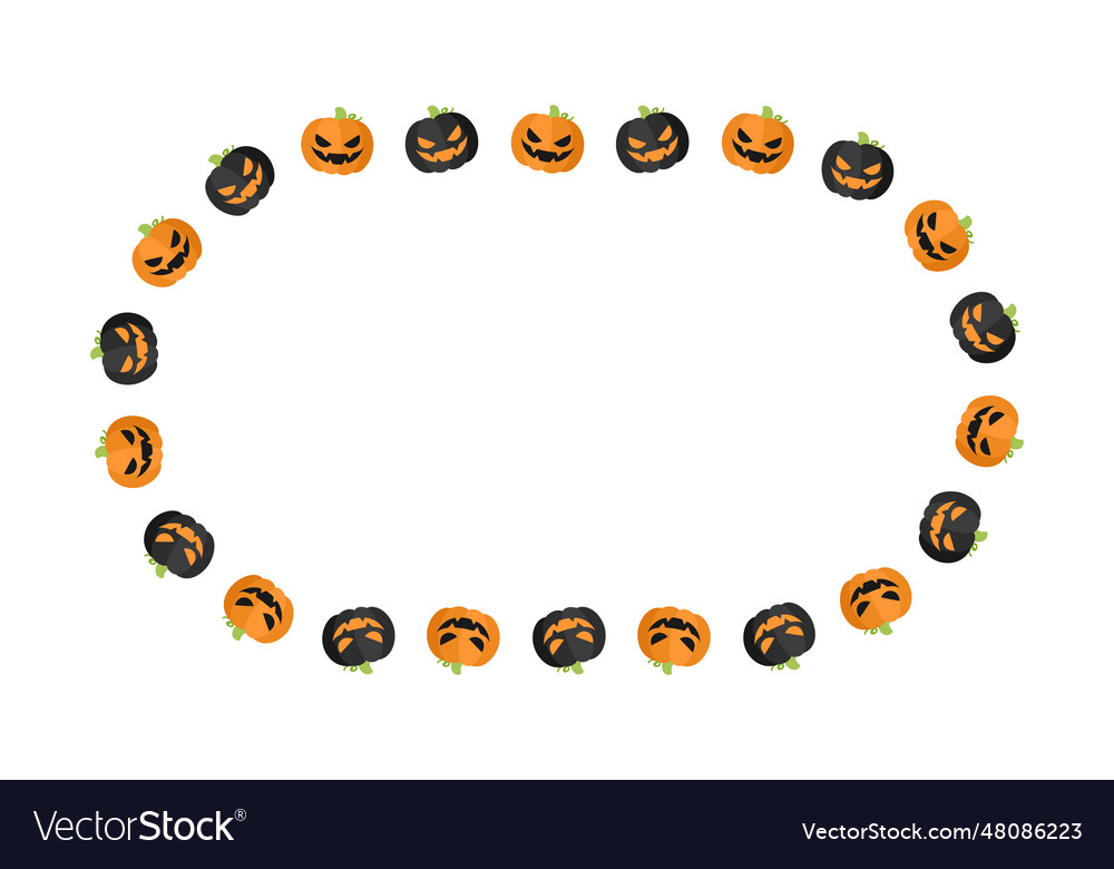 Oval jack o lantern halloween frame border Vector Image