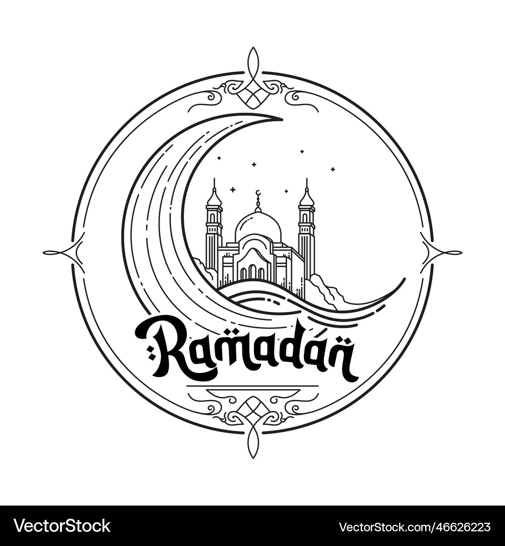 Ramadan line art Royalty Free Vector Image - VectorStock