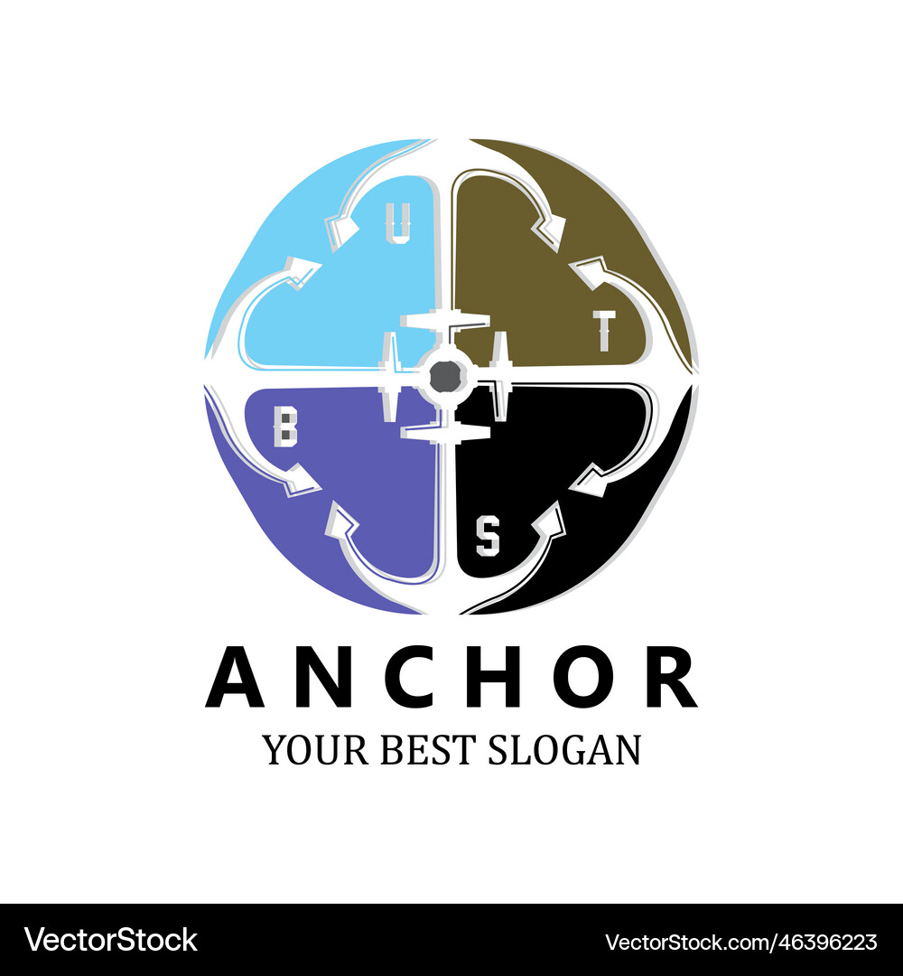 Ship anchor logo icon port retro design Royalty Free Vector
