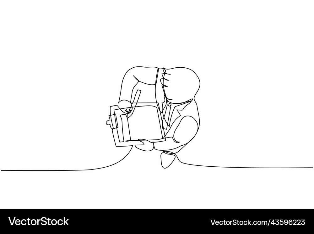 Single one line drawing top view businessman Vector Image