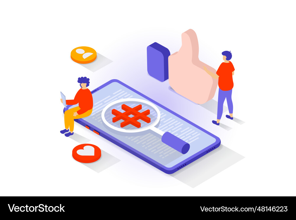 Social media concept in 3d isometric design Vector Image