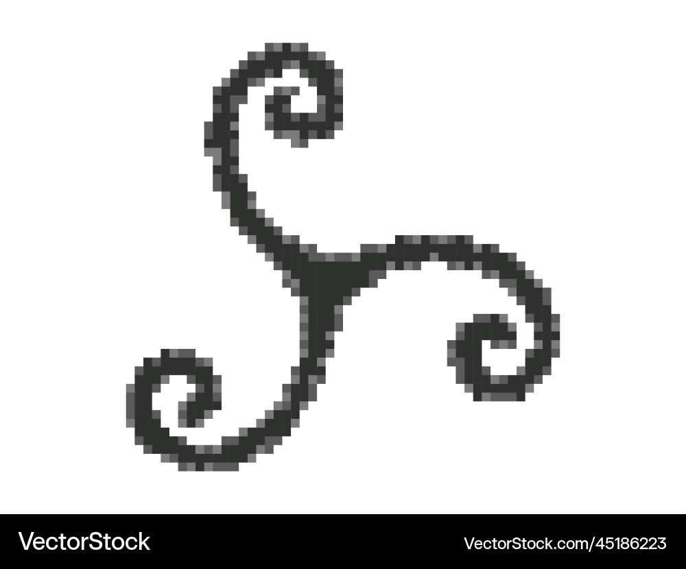 Triskele symbol in pixel style pixelated Vector Image