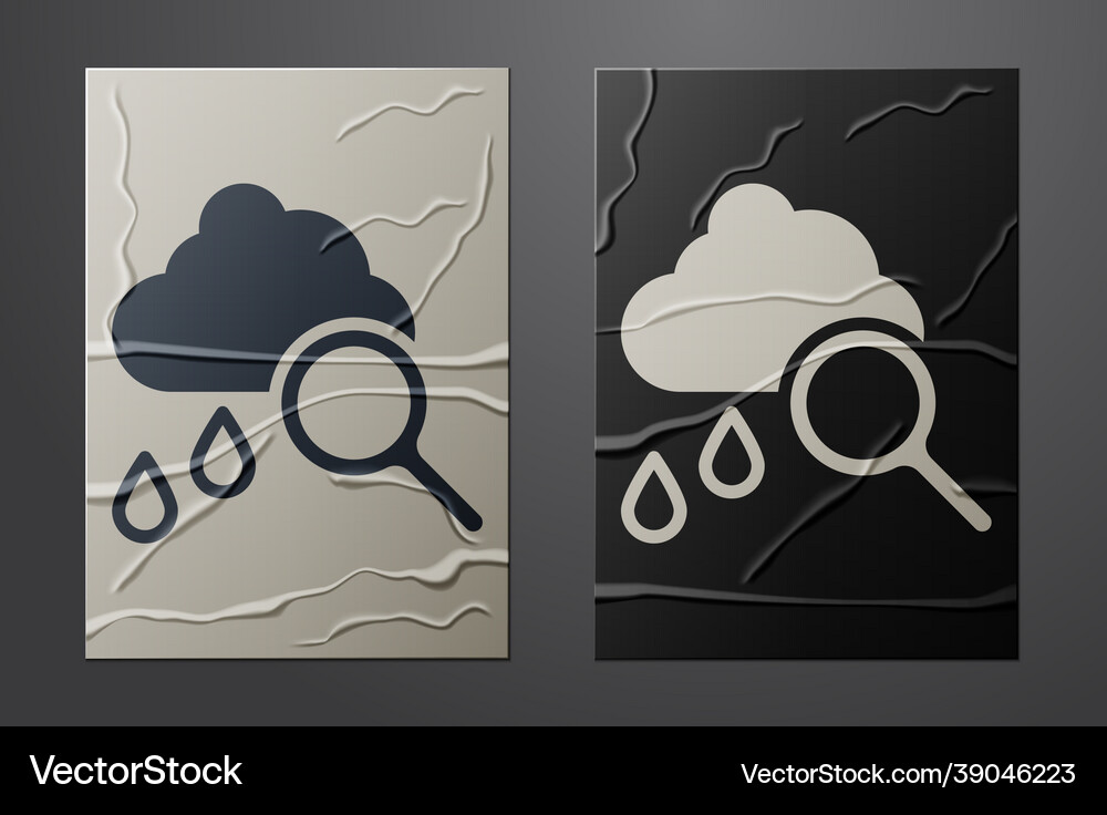 White cloud with rain icon isolated on crumpled Vector Image