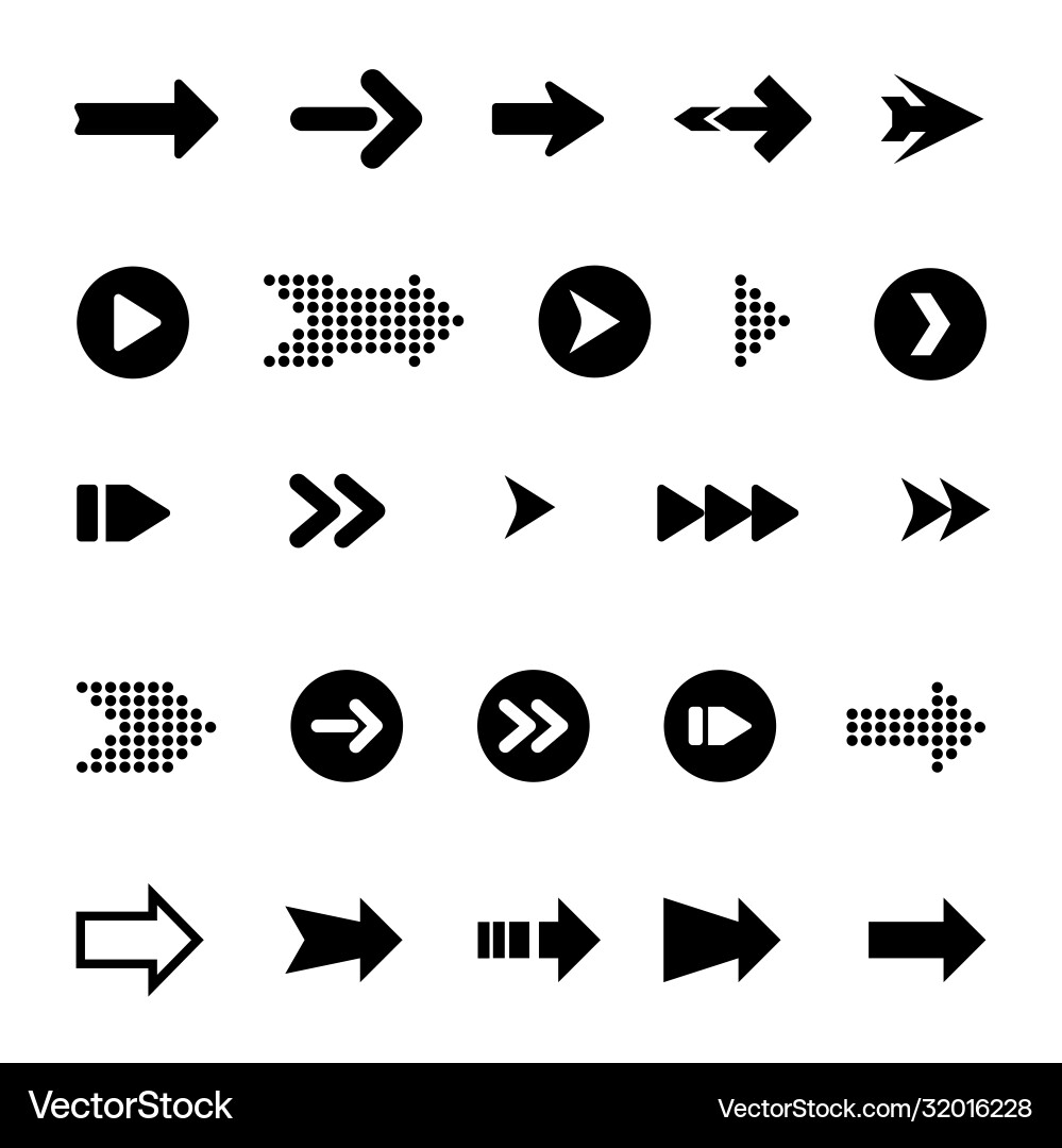 Arrows big black set icons arrow icon Royalty Free Vector