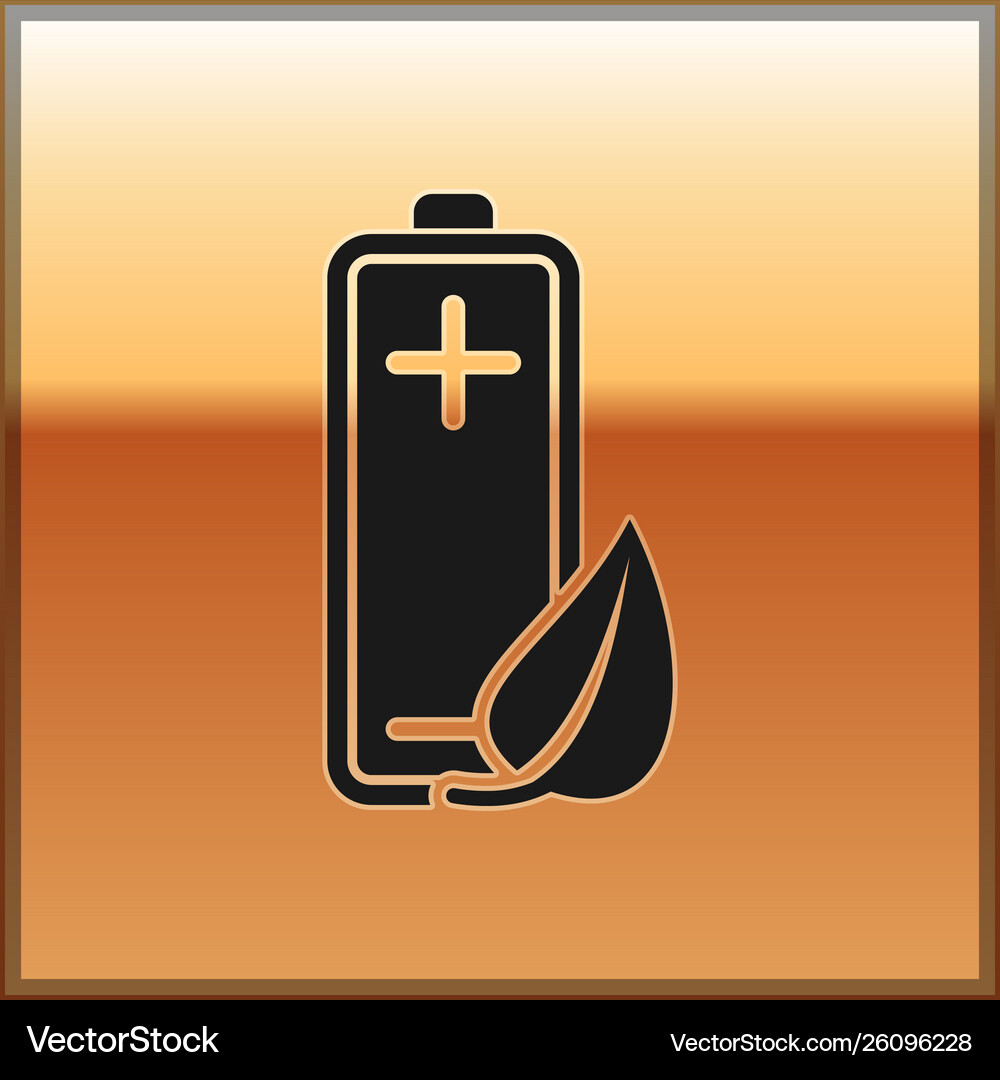 Black eco nature leaf and battery icon isolated Vector Image
