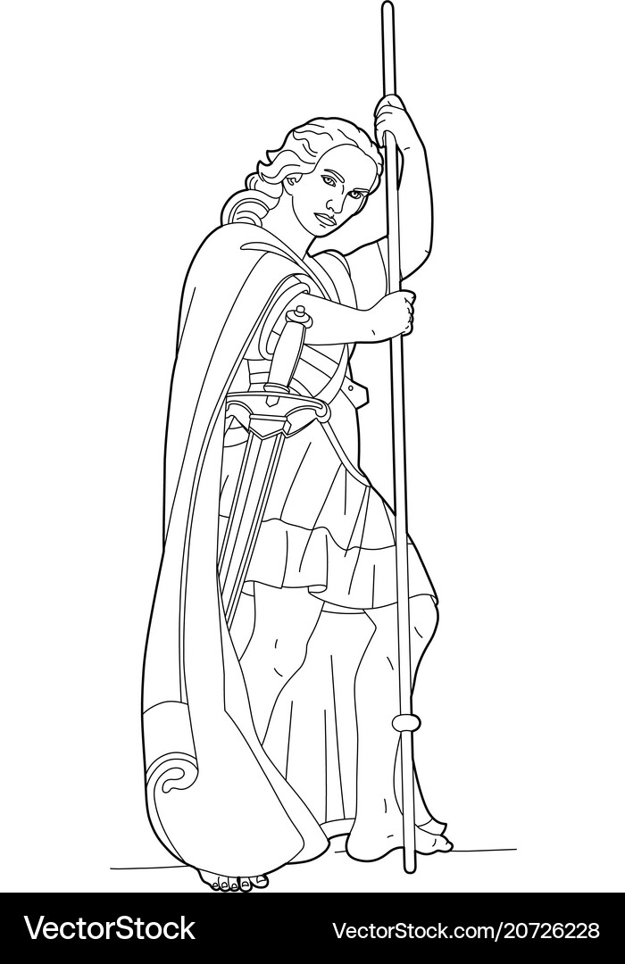 Drawing of a mythical warrior Royalty Free Vector Image