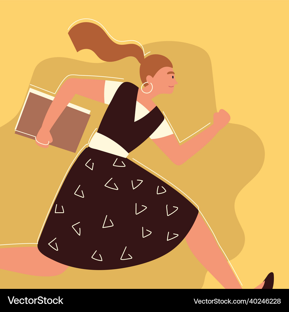 Employee woman running Royalty Free Vector Image