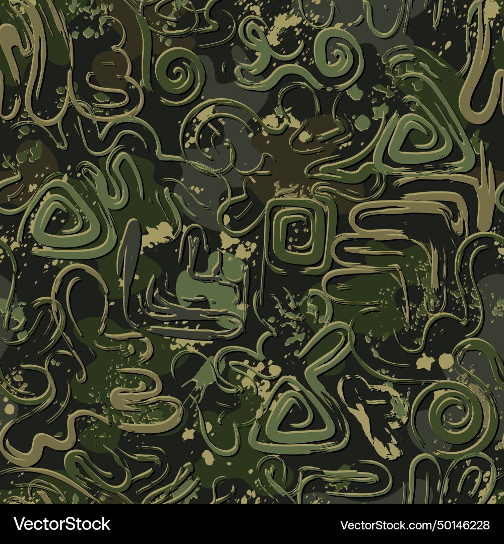 Green camo pattern with smudged paint Royalty Free Vector