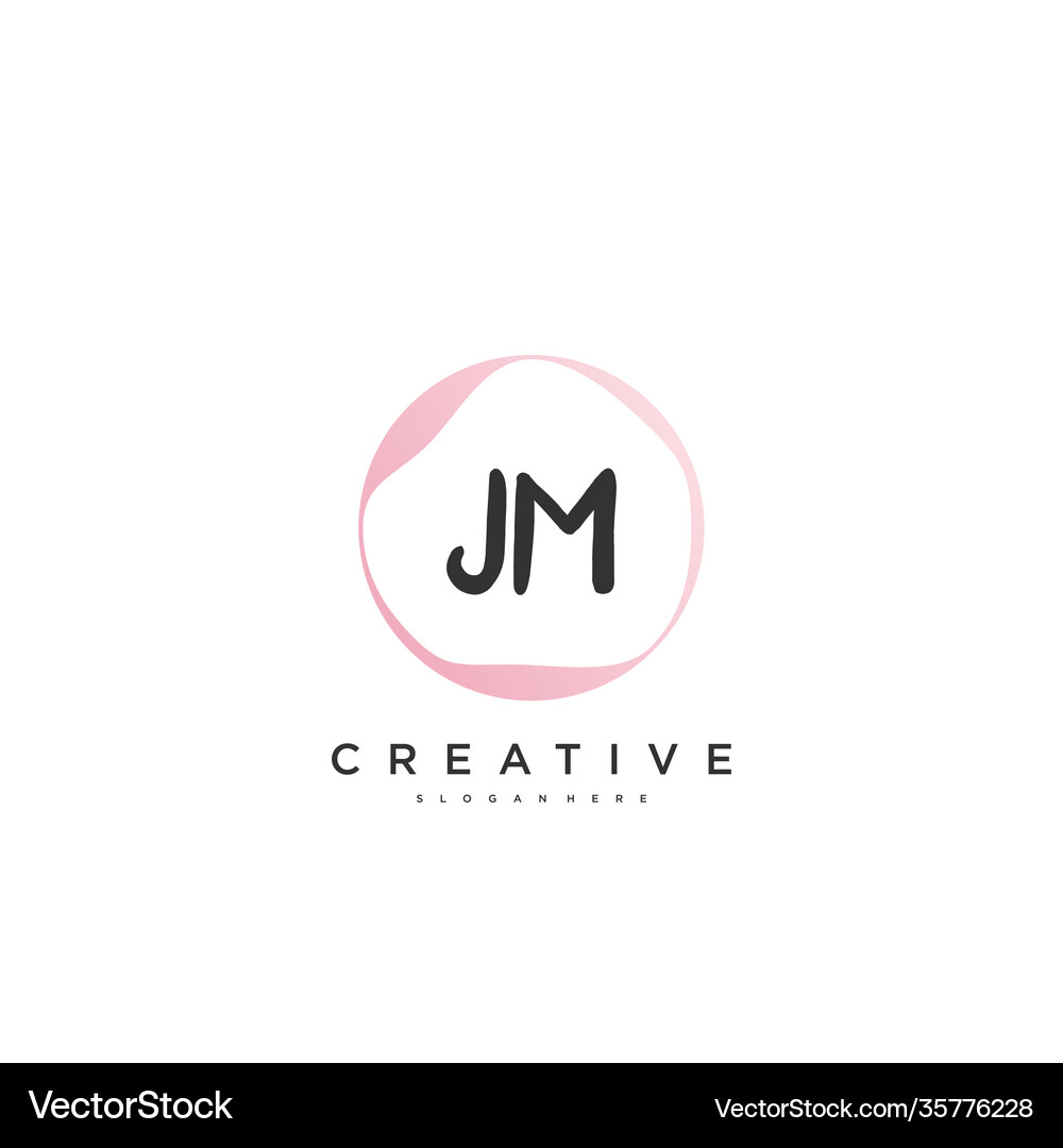 Jm beauty initial logo handwriting logo art Vector Image