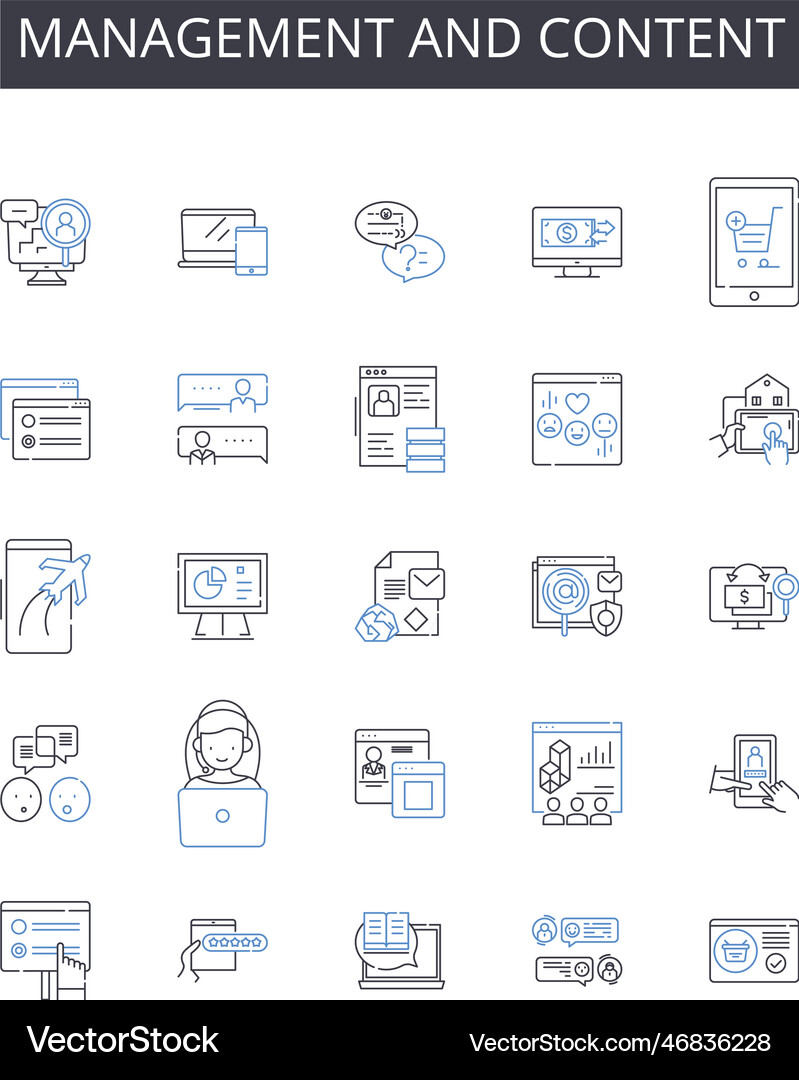 Management and content line icons collection Vector Image