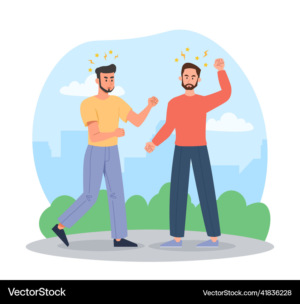 Men fight on street Royalty Free Vector Image - VectorStock