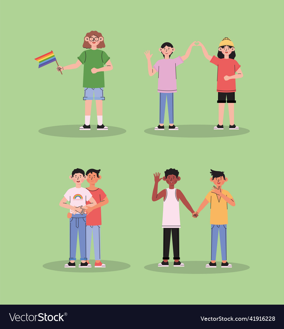 People part in pride parade Royalty Free Vector Image
