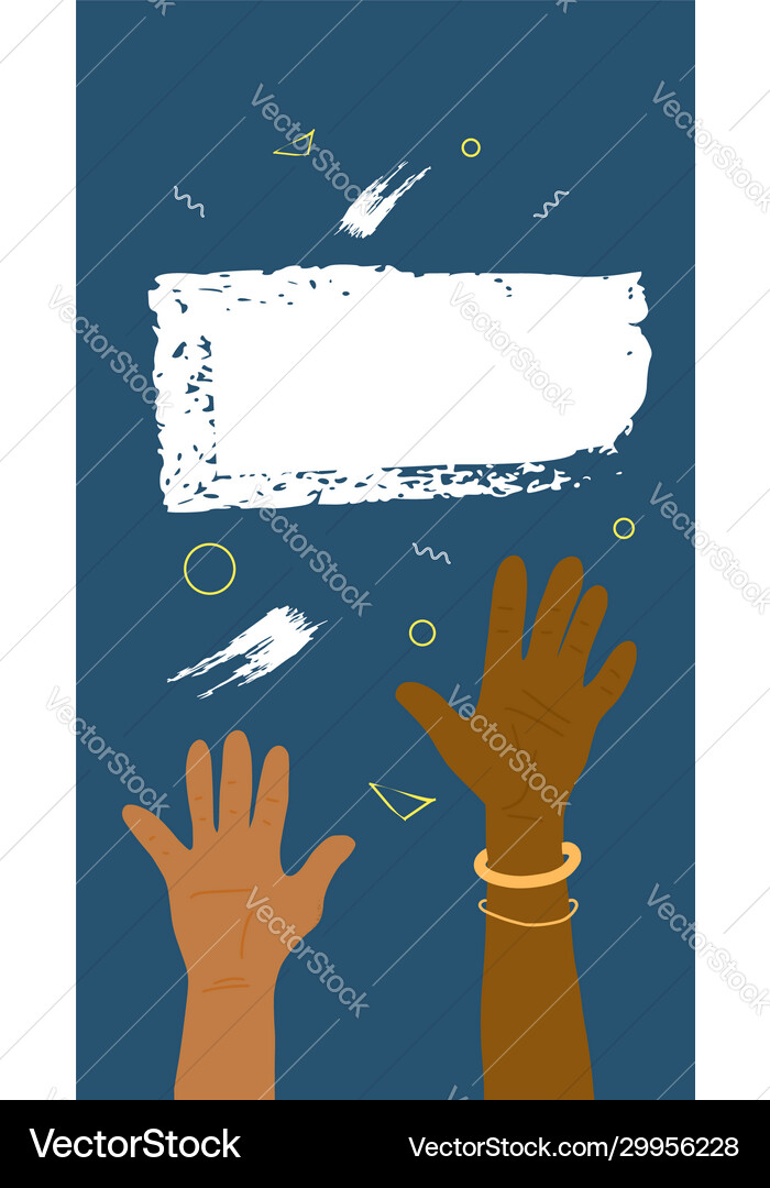 Poster blank with hand color banner Royalty Free Vector