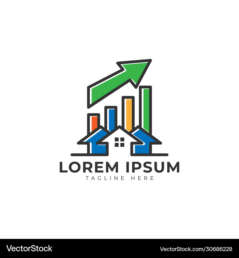 Property business with chart house logo Royalty Free Vector