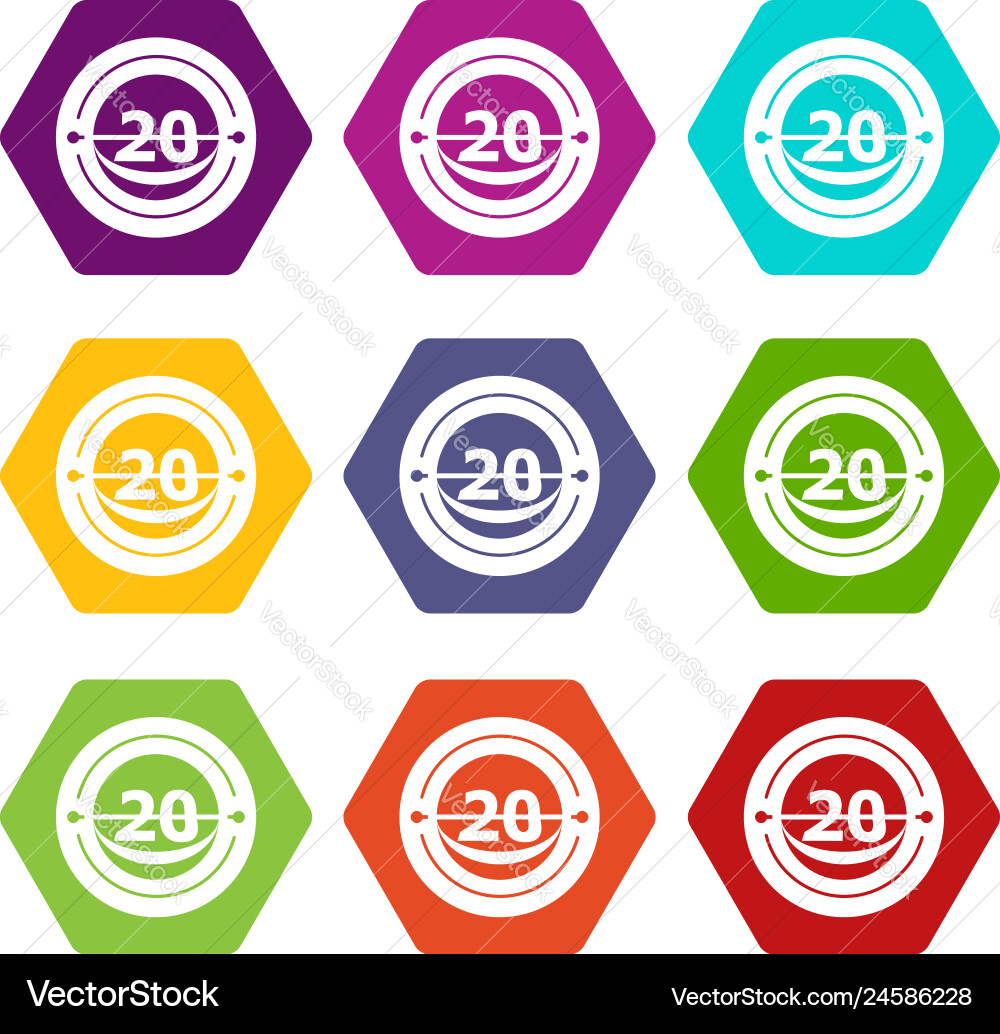 Round calendar icons set 9 Royalty Free Vector Image