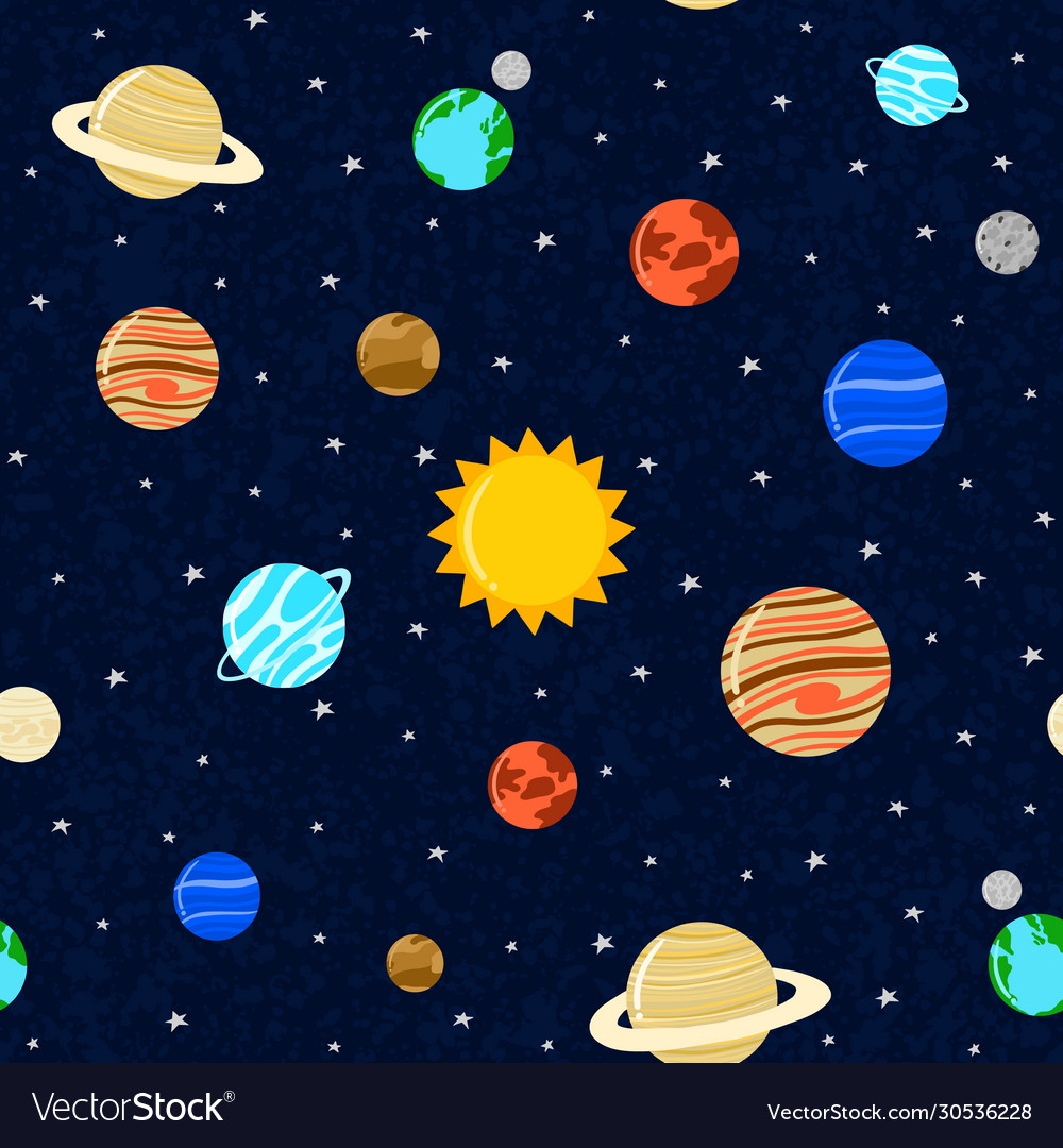 Seamless pattern solar system Royalty Free Vector Image
