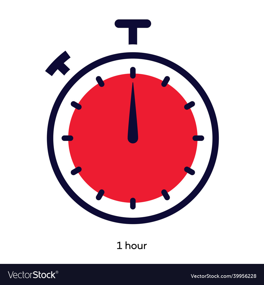 Timer 1 Hour Symbol Color Line Style Royalty Free Vector