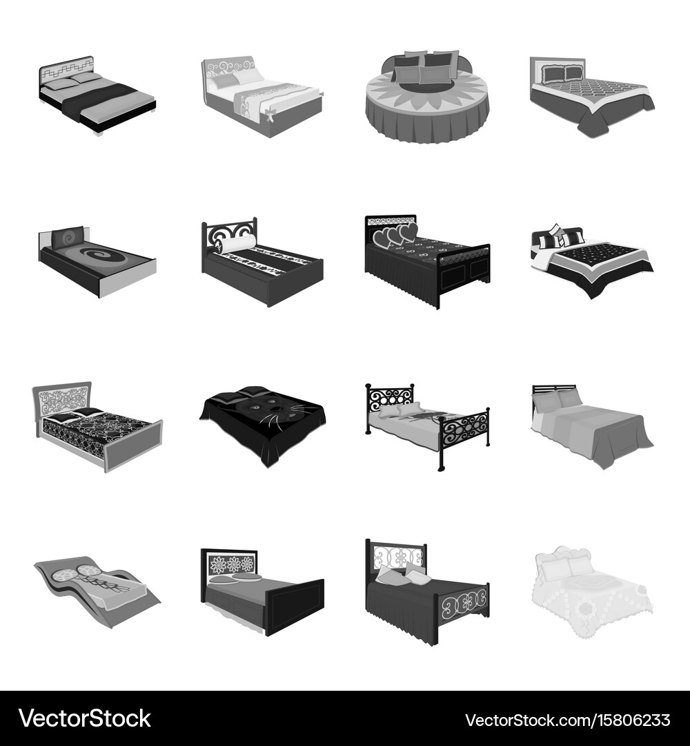 A bed with back round curved and other kinds Vector Image