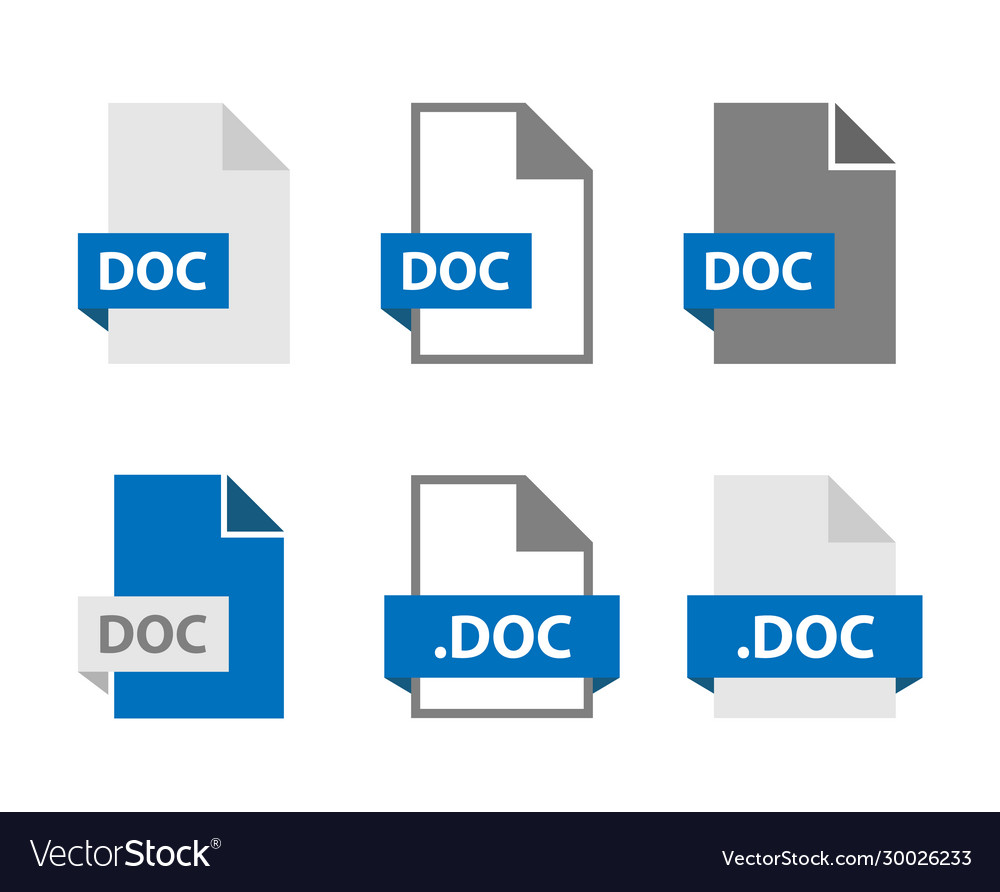 Doc files document icon set file format sign Vector Image
