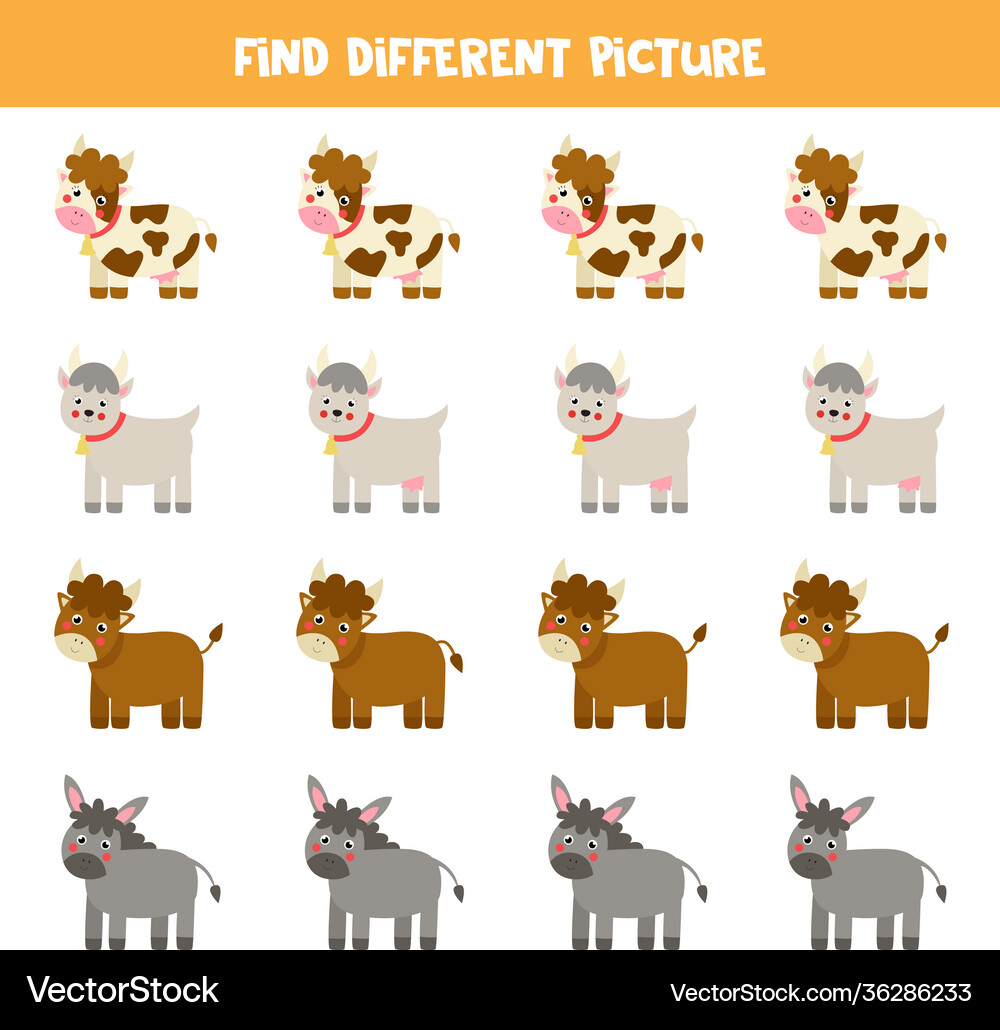 Find animal which is different from others farm Vector Image