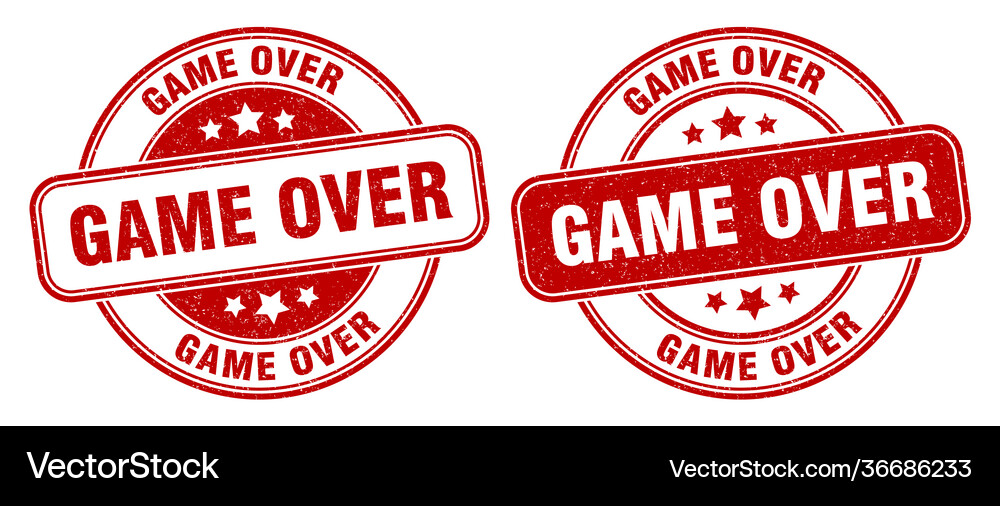 Game over stamp label round grunge sign Royalty Free Vector