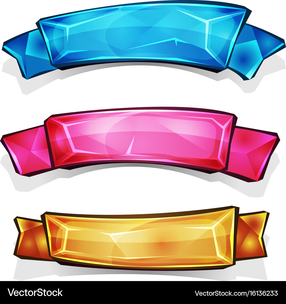 Gems and diamonds banners ribbons Royalty Free Vector Image