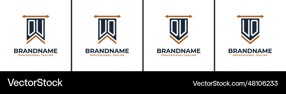 Letter ou and uo pennant flag logo set represent Vector Image