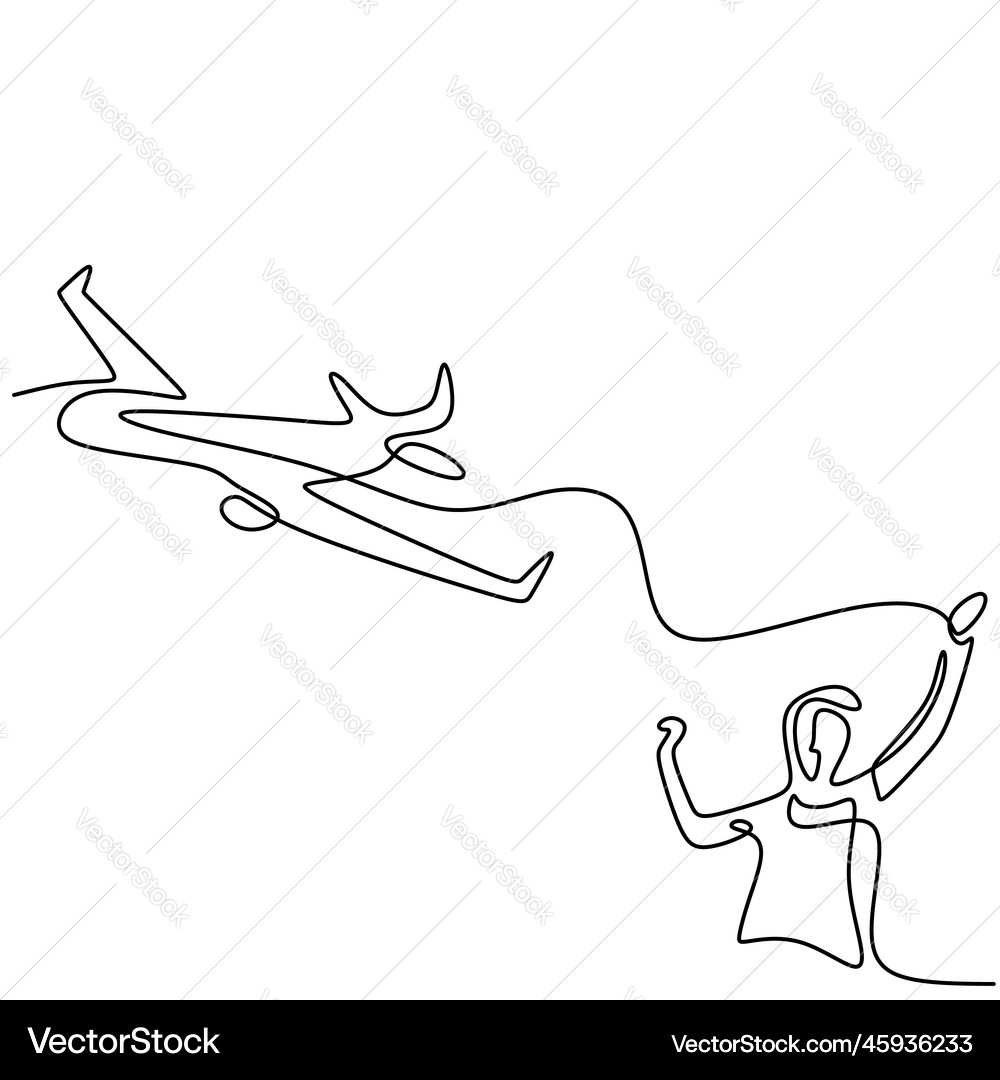 One continuous line drawing of young man Vector Image