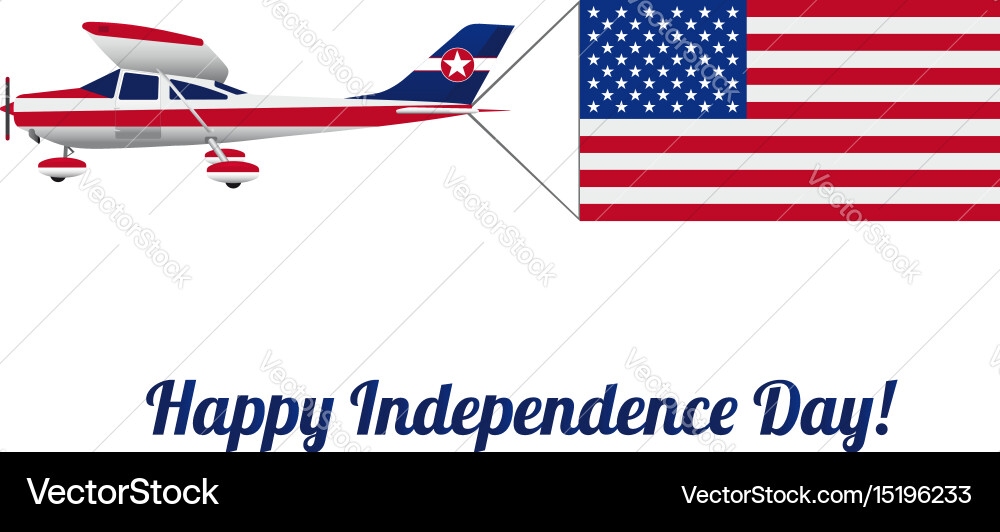 Plane in the sky with american flag Royalty Free Vector