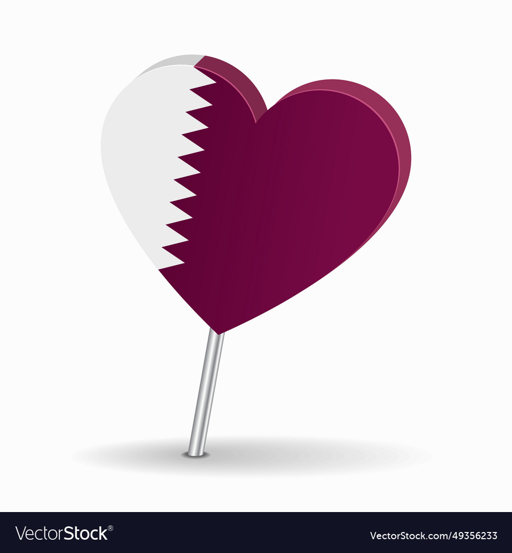 Qatari flag heart-shaped map pointer layout Vector Image